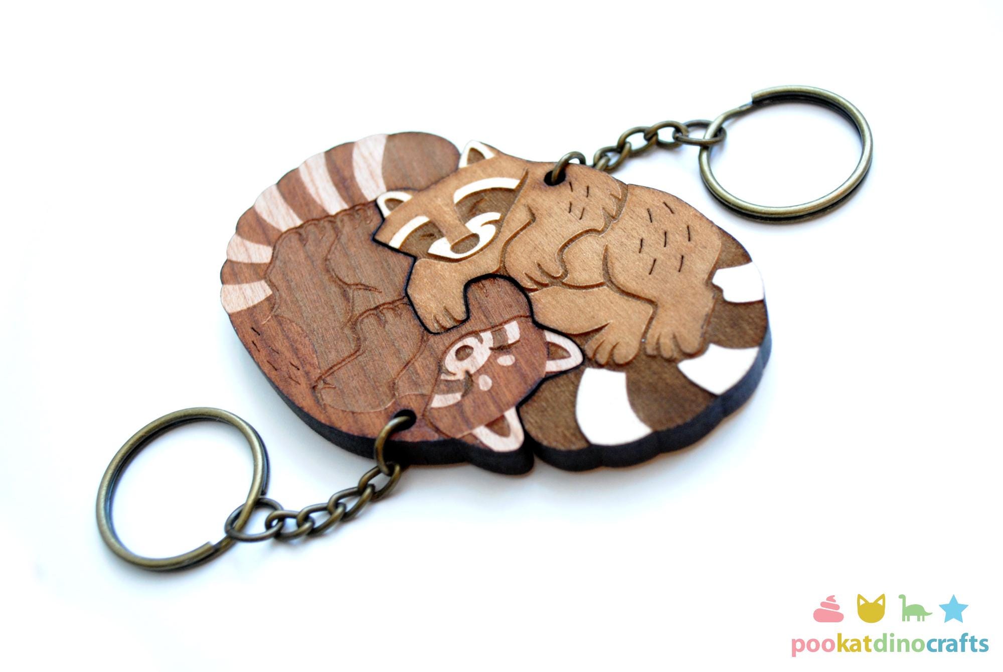Interlocking Raccoon and Red Panda Couple Keychains - Friendship or ...