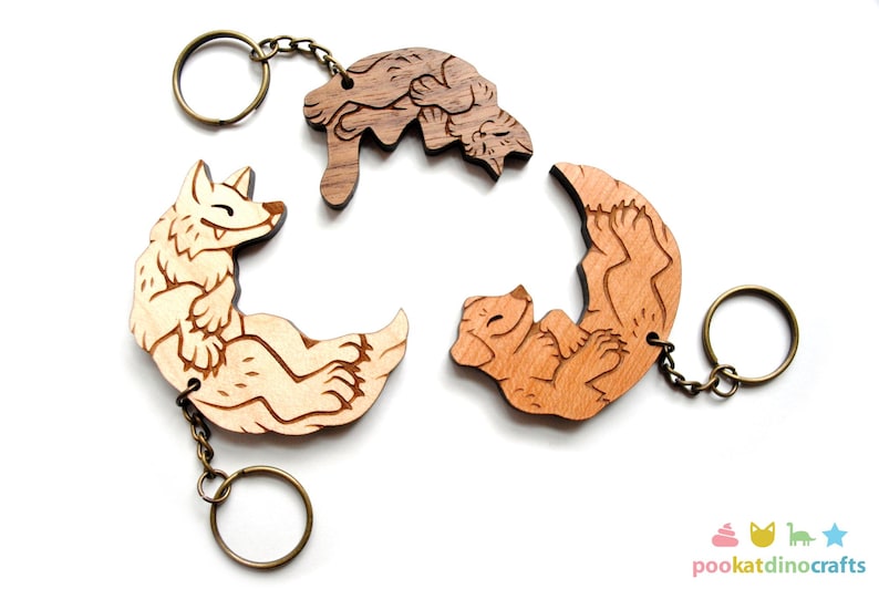 Interlocking Wolf, Cat, and Dog Keychains - Family, Friendship, Poly ...