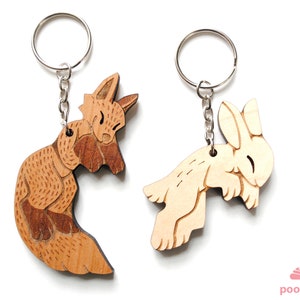 Interlocking Fox and Rabbit Couple Keychains - Friendship or ...