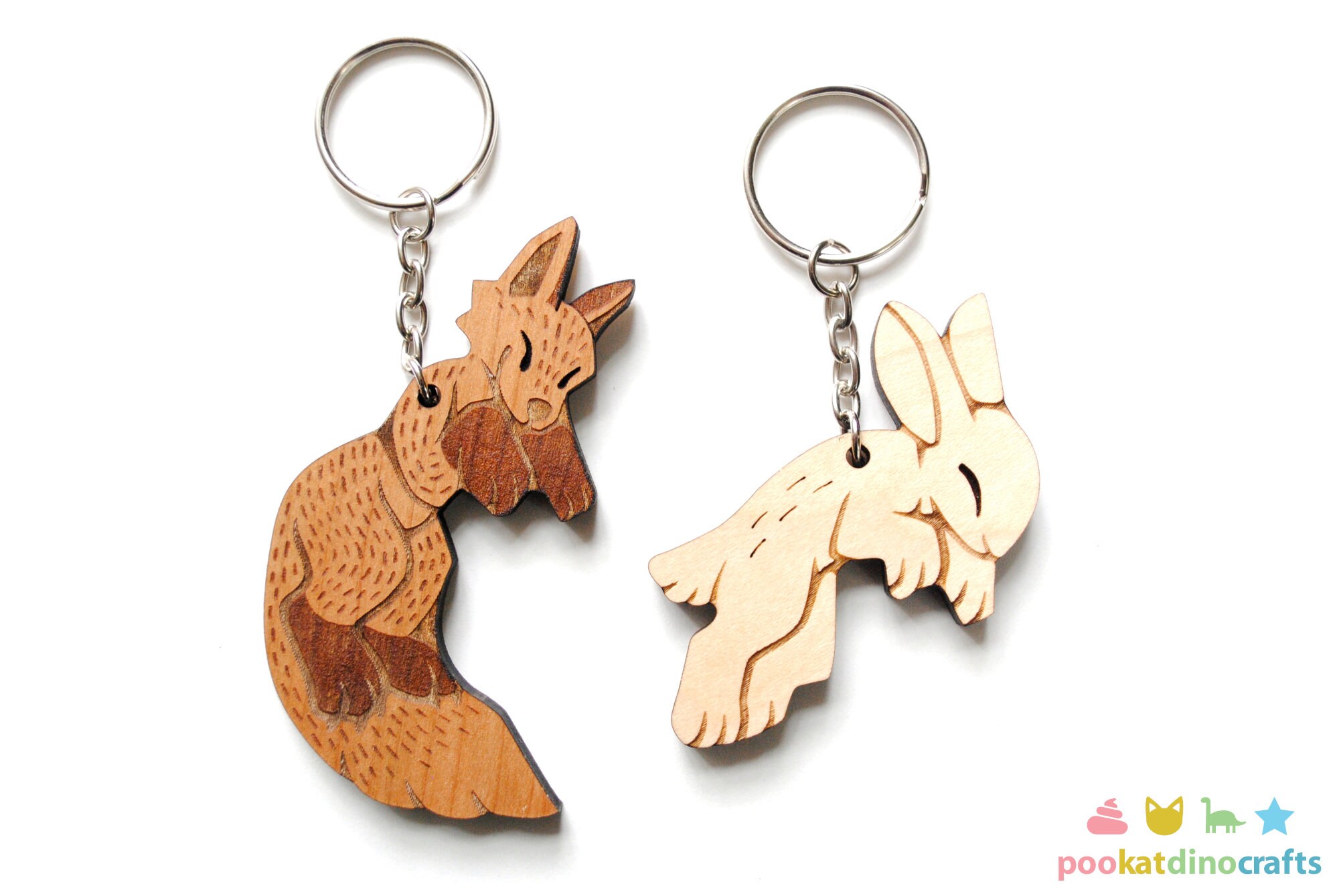 Interlocking Fox and Rabbit Couple Keychains - Friendship or ...