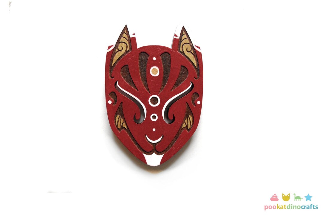 Red Painted Kitsune Mask Wall Decor Mini Plaque - Etsy