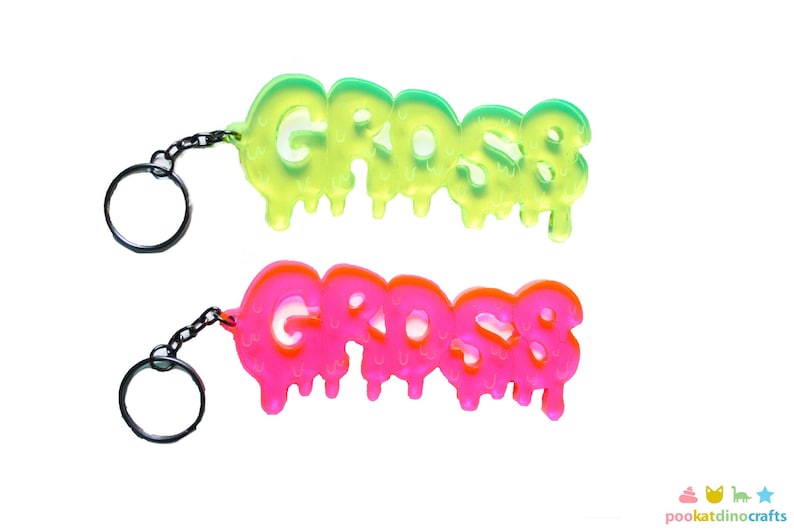 Gross Slime Word Typography Keychain - Etsy