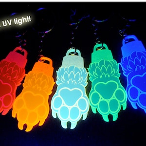 Mini Glow Paw Keychain / UV Glowing Furry Fandom Paws - Etsy