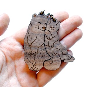 Bear and Cat Couple Keychains - Friendship or Relationship Matching ...