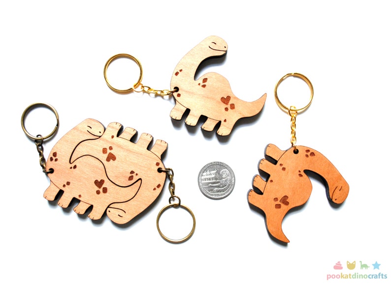 Dinosaur Interlocking Couple Keychains Friendship or - Etsy