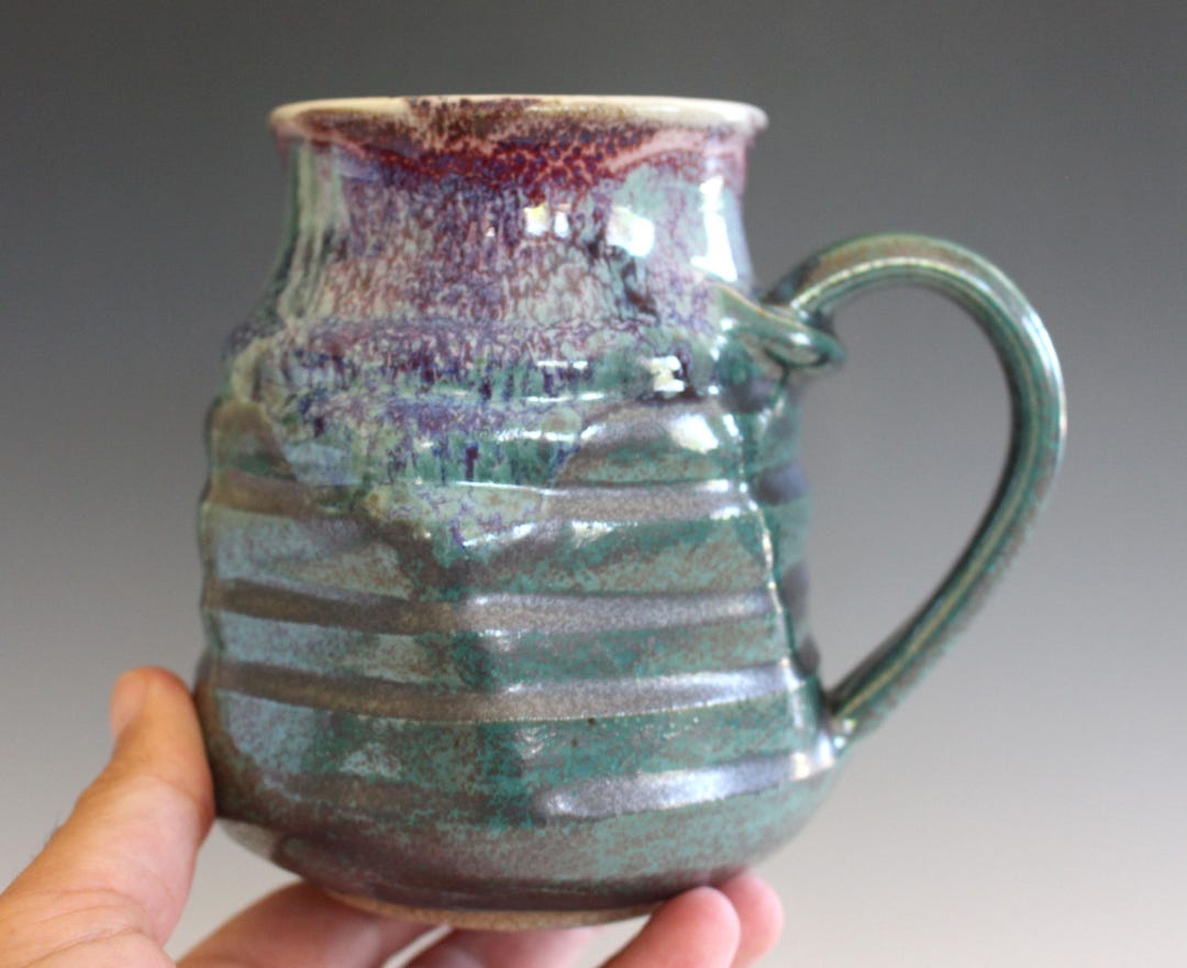 Handmade Twisted Pottery Mug: 22 Oz Stoneware Coffee Cup - Etsy