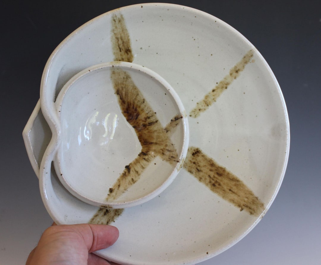 Personal Chip and Dip 9 Wide Small Chip and Dip Handmade Ceramic Dish ...
