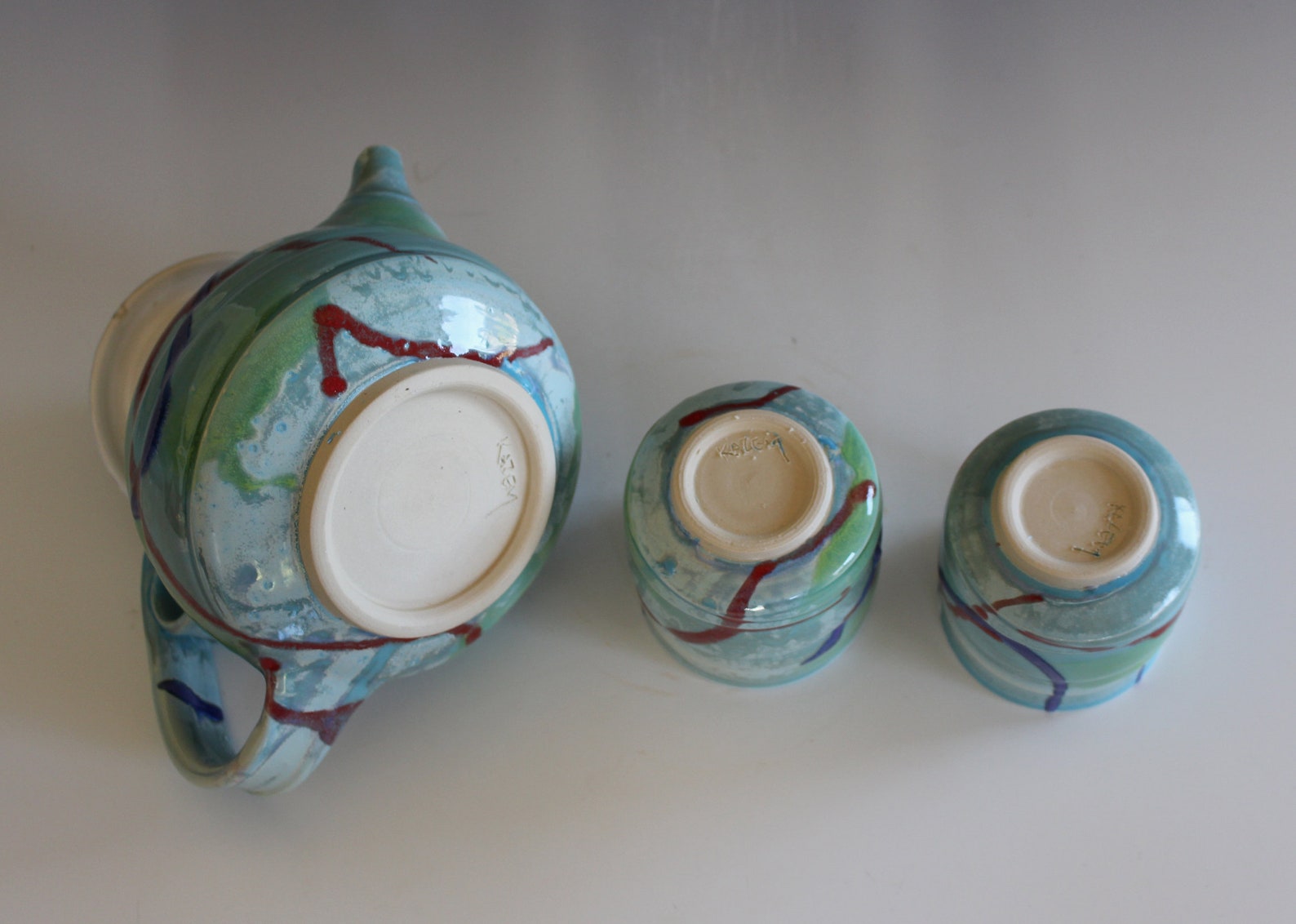 Pottery Teapot With 2 Cups Handmade Tea Set Handmade | Etsy