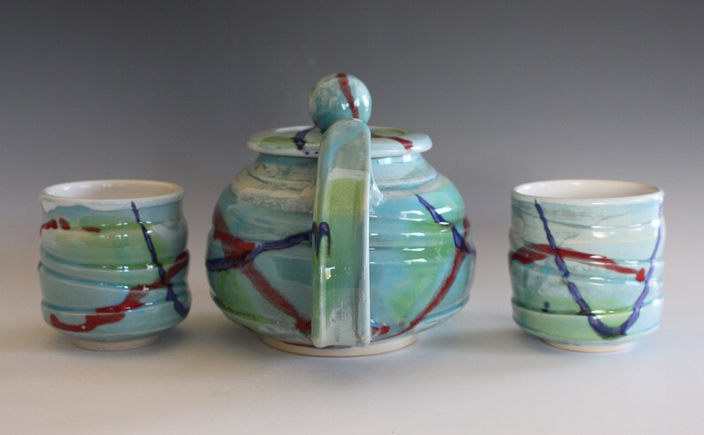 Pottery Teapot With 2 Cups Handmade Tea Set Handmade - Etsy