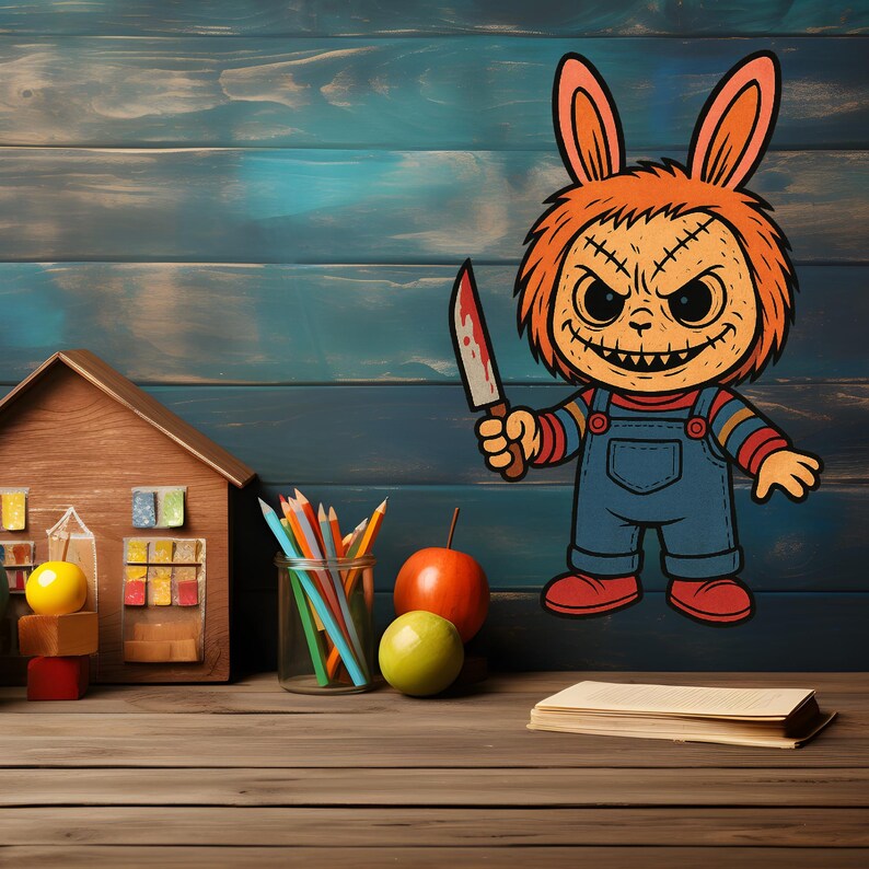 Horror Labubu PNG Bundle – Cute Halloween Bunny Clipart for Stickers, T ...
