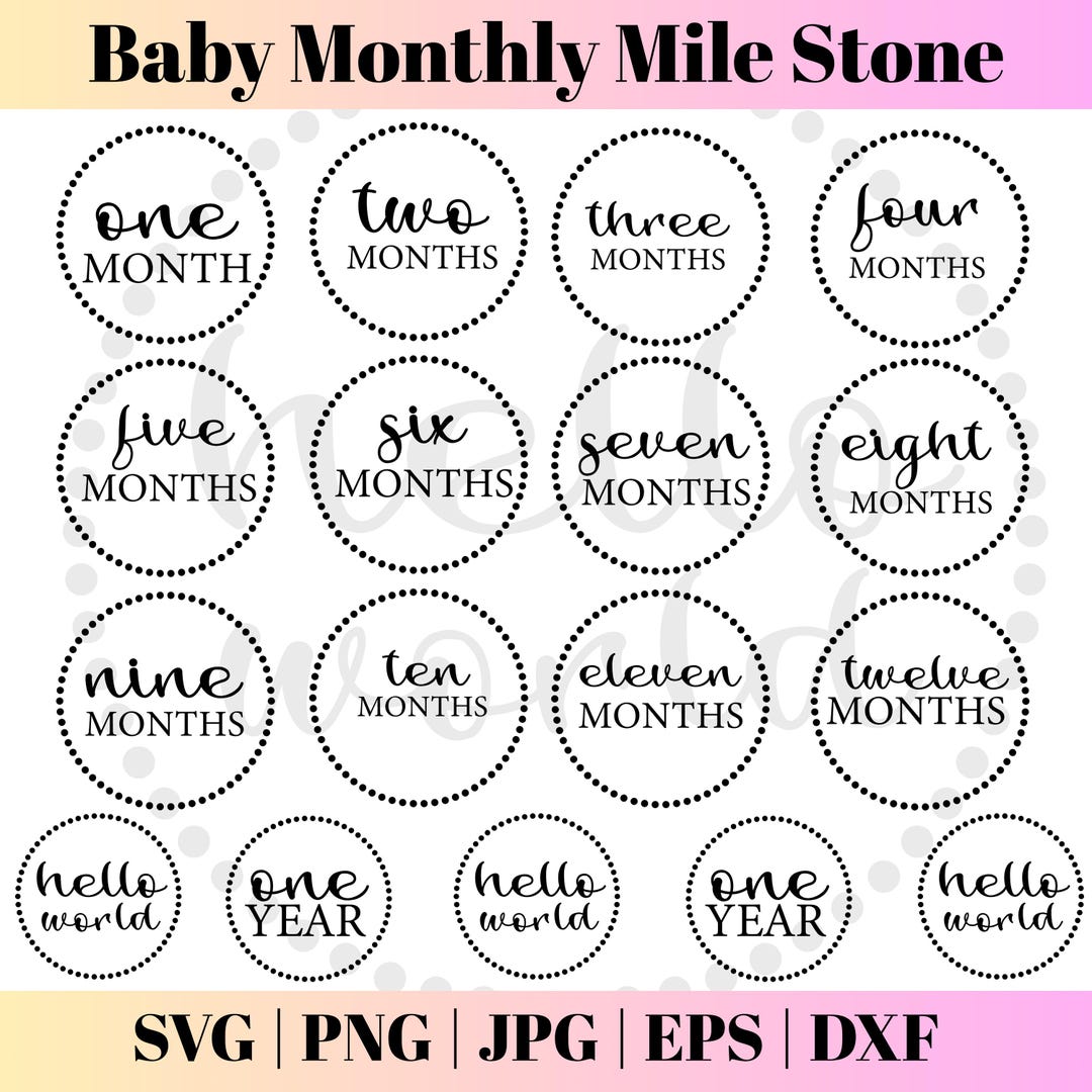 Baby Monthly Milestone Svg Bundle , Baby Monthly Milestone Rounds SVG ...
