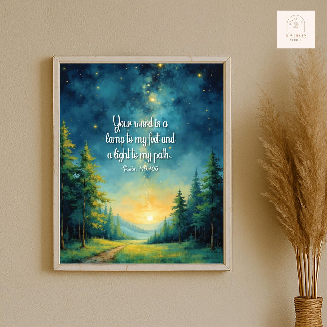 Faithful Guidance- Psalm 119:105 Bible Verse Wall Art Print Set ...