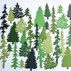 30 Piece Evergreen Tree Forest Paper Die Cut Trees Set 2 - Etsy