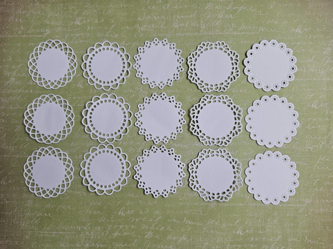 Cardstock Doily Die Cuts: 15 Miniature Paper Medallions for Crafting ...