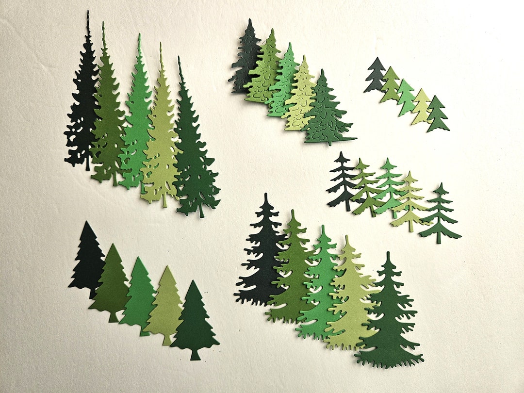 30 Piece Evergreen Tree Forest Die Cut Paper Trees Set 1 - Etsy