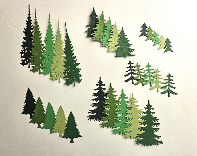 30 Piece Evergreen Tree Forest Die Cut Paper Trees Set 1 - Etsy