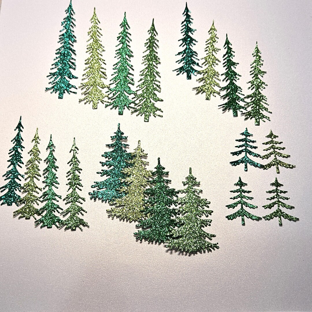Evergreen Tree Die Cuts: 20 Glitter Cardstock Forest Pieces - Etsy