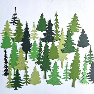 30 Piece Evergreen Tree Forest Die Cut Paper Trees Set 3 - Etsy