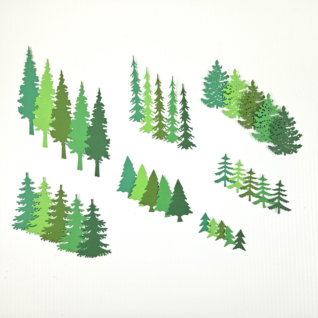 Evergreen Tree Die Cuts: 35 Cardstock Forest Pieces - Set B - Etsy