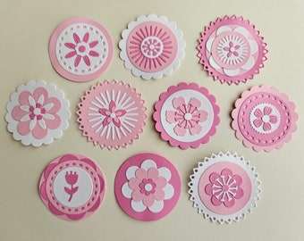 Set of 10 Assorted Paper Flower Embellishments, Layered Flower ...