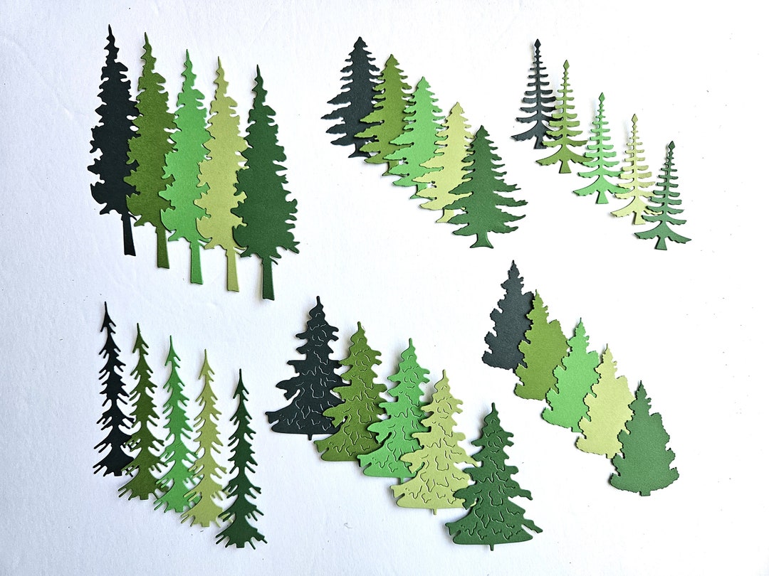 30 Piece Evergreen Tree Forest Die Cut Paper Trees Set 3 - Etsy