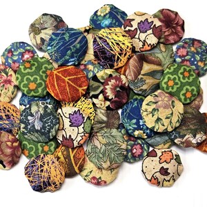 40 Assorted 1 Inch Miniature Fabric Yo Yos Fall Autumn Floral Prints ...