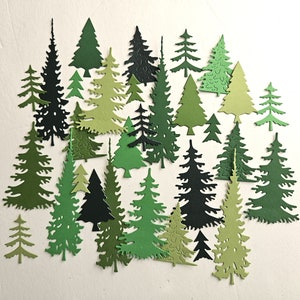30 Piece Evergreen Tree Forest Die Cut Paper Trees Set 1 - Etsy