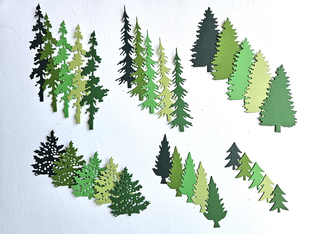 30 Piece Evergreen Tree Forest Paper Die Cut Trees Set 2 - Etsy