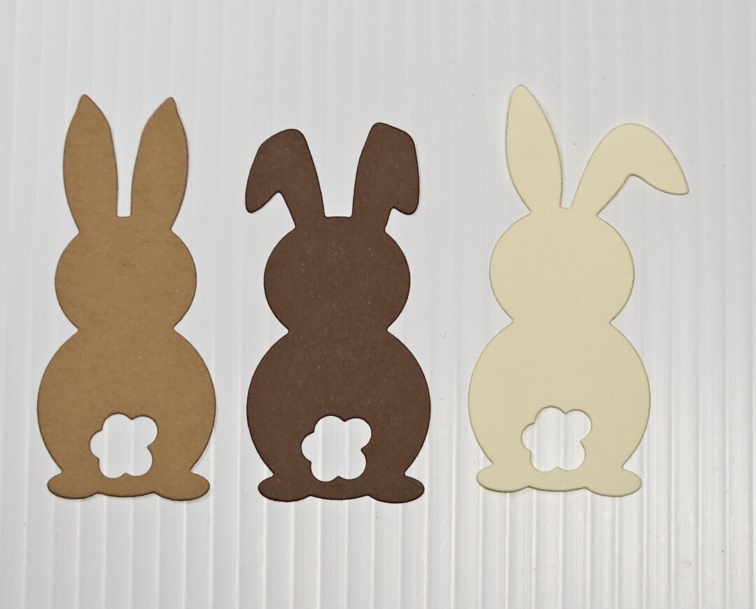 15 Bunny Rabbit Die Cuts ~ 5 Brown Neutral Colors of Cardstock ~ 3 ...