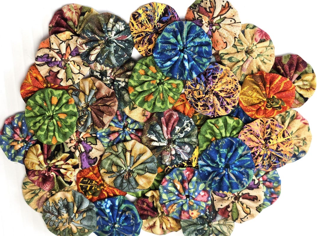 40 Assorted 1 Inch Miniature Fabric Yo Yos Fall Autumn Floral Prints ...