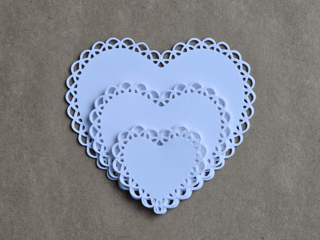 15 Lacey Heart Die Cuts, White Paper Hearts for Cards and Journals - Etsy