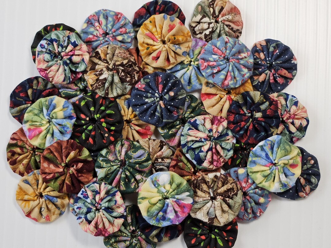 40 Assorted 1 Inch Miniature Fabric Yo Yos Fall Autumn Floral Prints ...