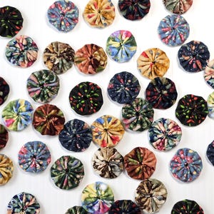 40 Assorted 1 Inch Miniature Fabric Yo Yos Fall Autumn Floral Prints ...