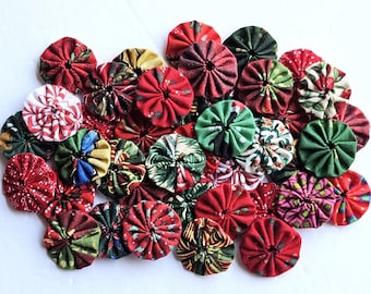 40 Assorted 1 Inch Miniature Fabric Yo Yos Fall Autumn Floral Prints ...