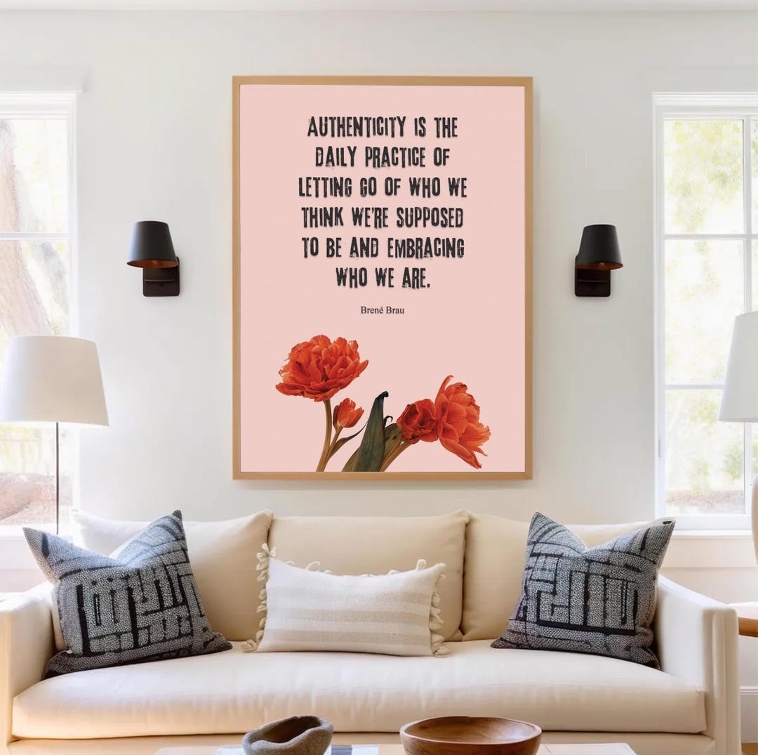 Authenticity Quote Wall Art Print Watercolor Flower Printable Poster ...