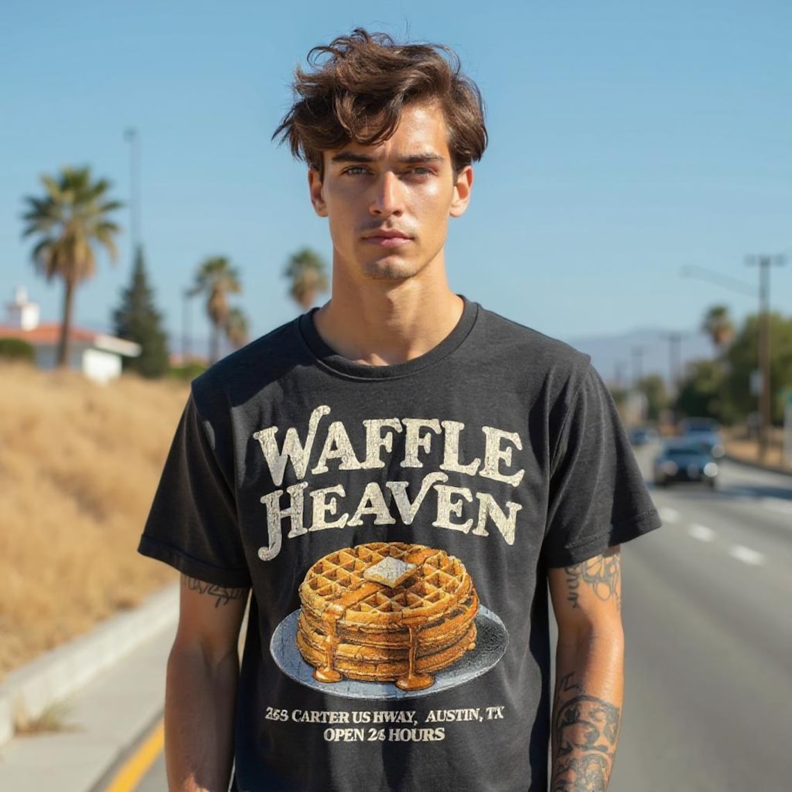 Waffle Heaven T-shirt – 80s 90s Retro Diner Tee, Funny Breakfast Waffle ...