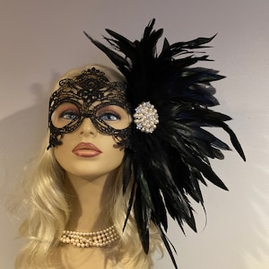 Black Lace Masquerade Mask Pearl Brooch, Masked Ball, Women's Lace Mask ...