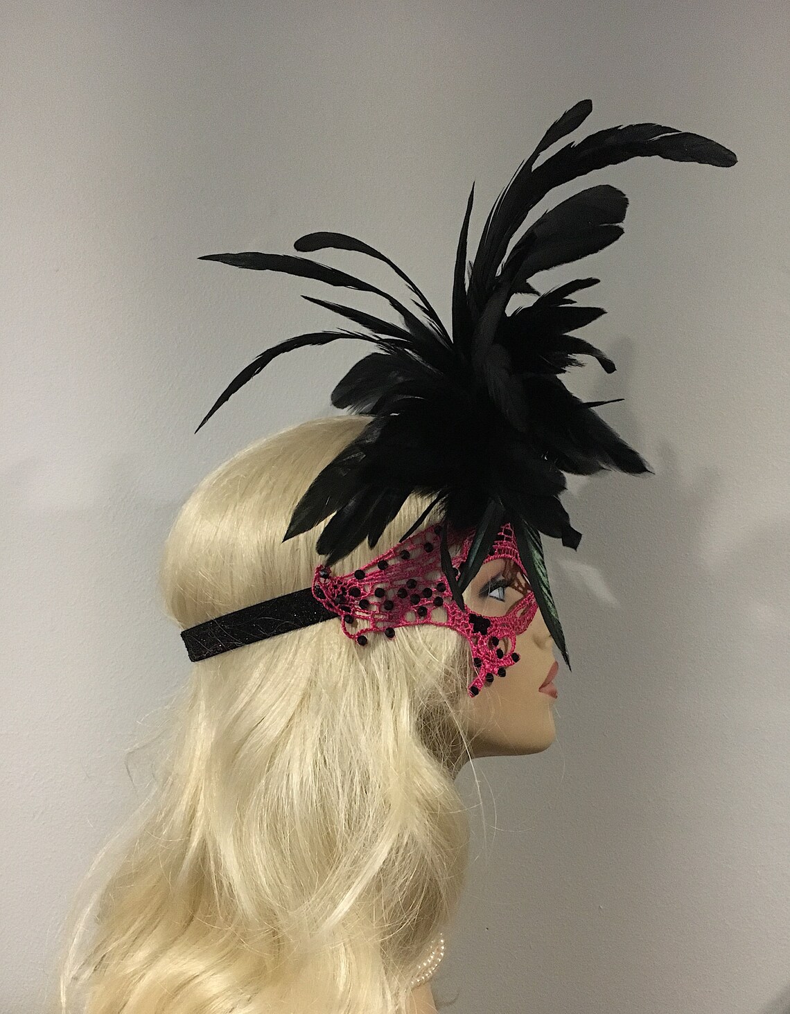 Pink Mask Masquerade Mask Black and Pink Mask Masked Ball | Etsy