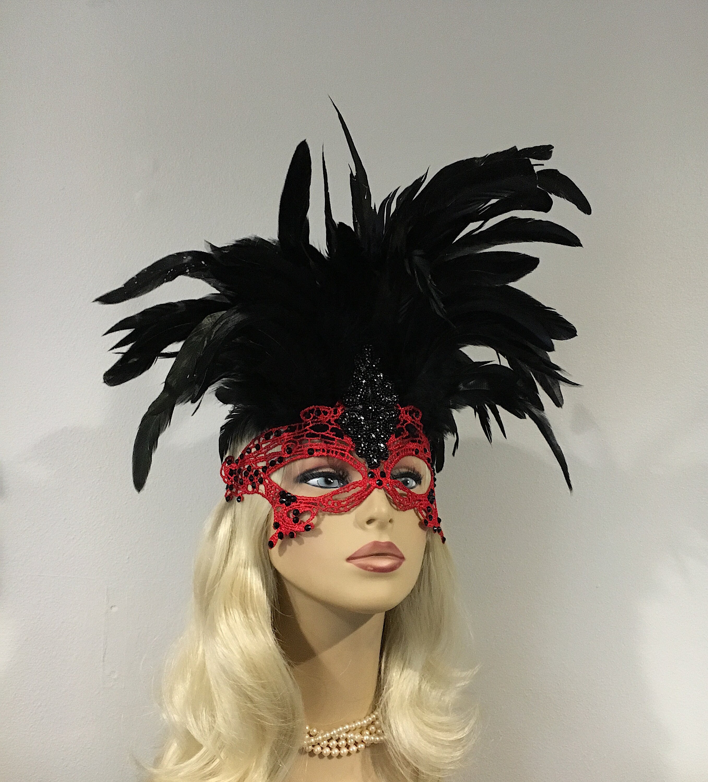 Red Mask Masquerade Mask Black and Red Mask Masked Ball | Etsy