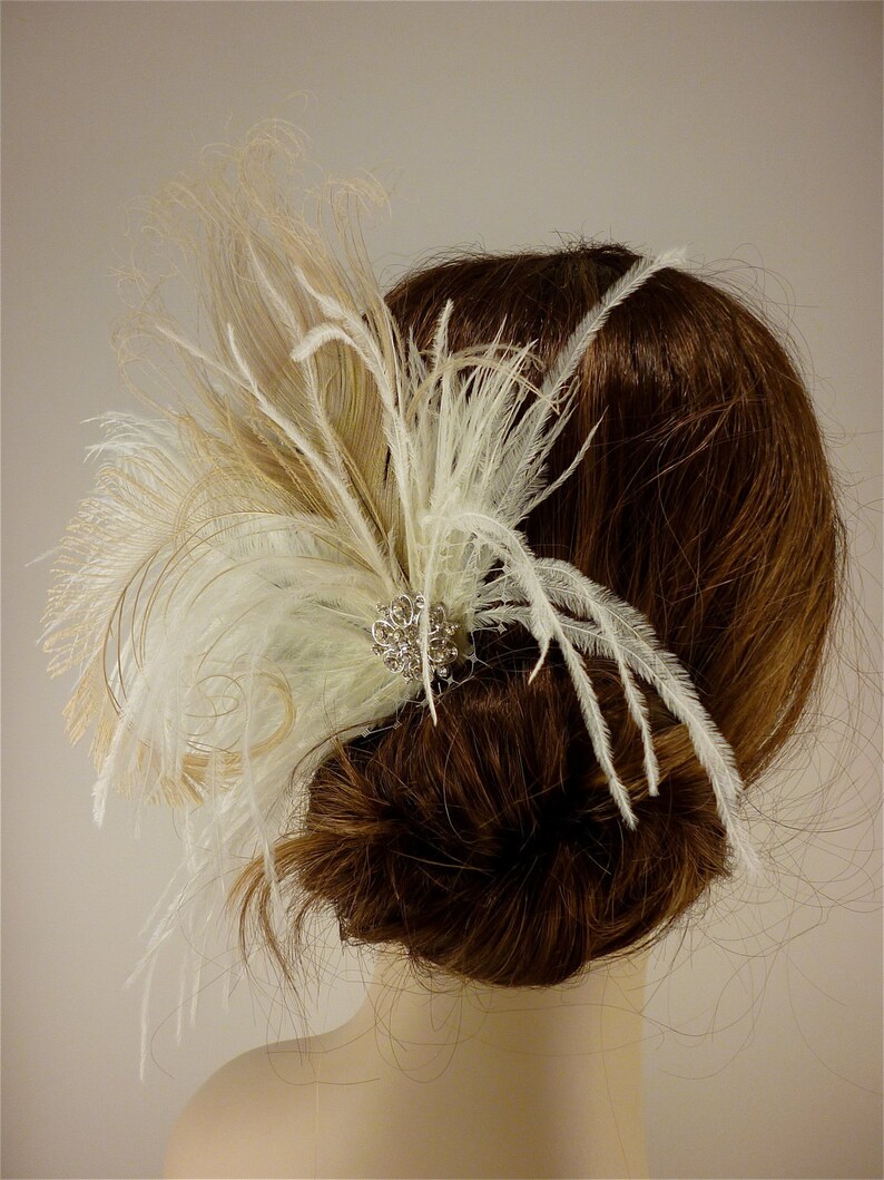 Rock On Bridal Feather Fascinator Rhinestone Hair clip | Etsy