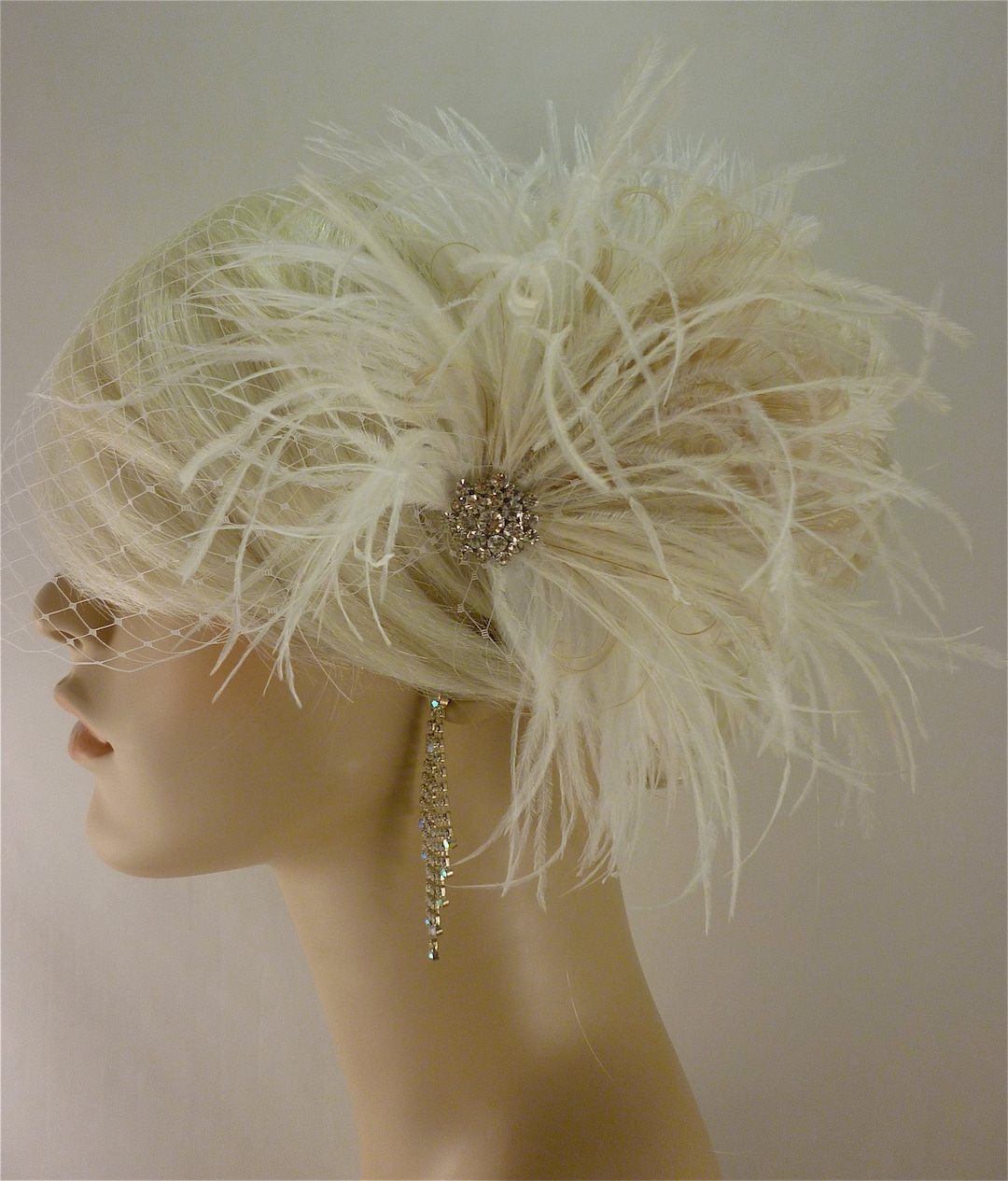 Bridal Fascinator, Feather Fascinator, Ivory Fascinator, Wedding ...