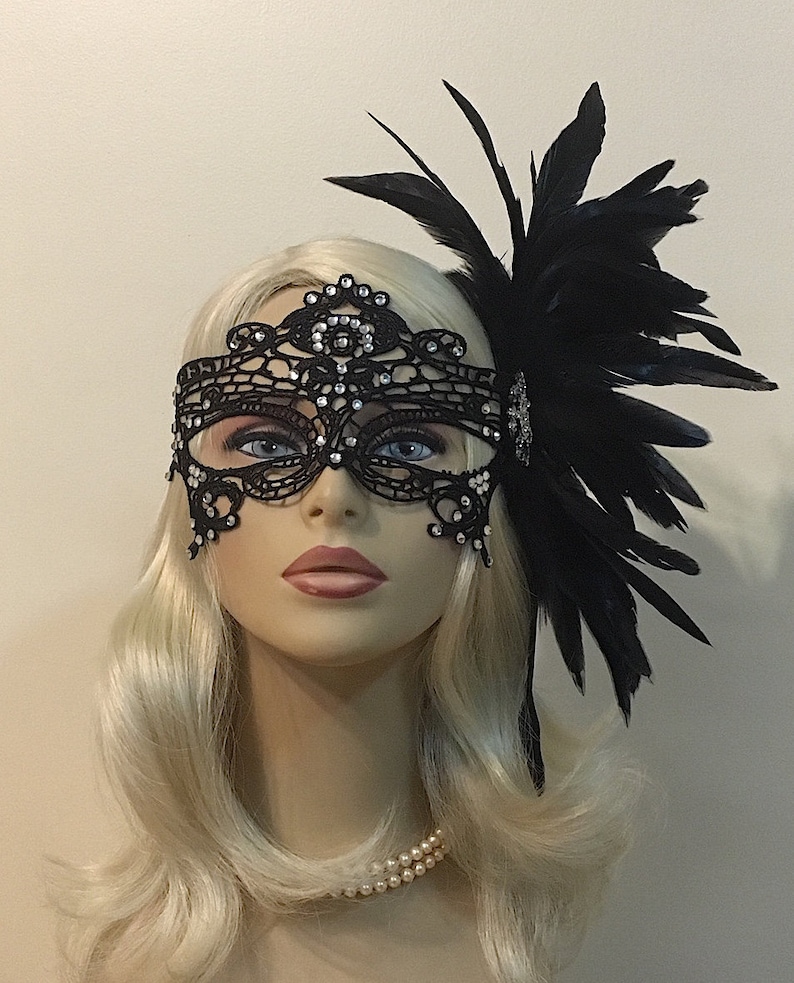 Turquoise Lace Masquerade Mask With Feathers and Crystals - Etsy
