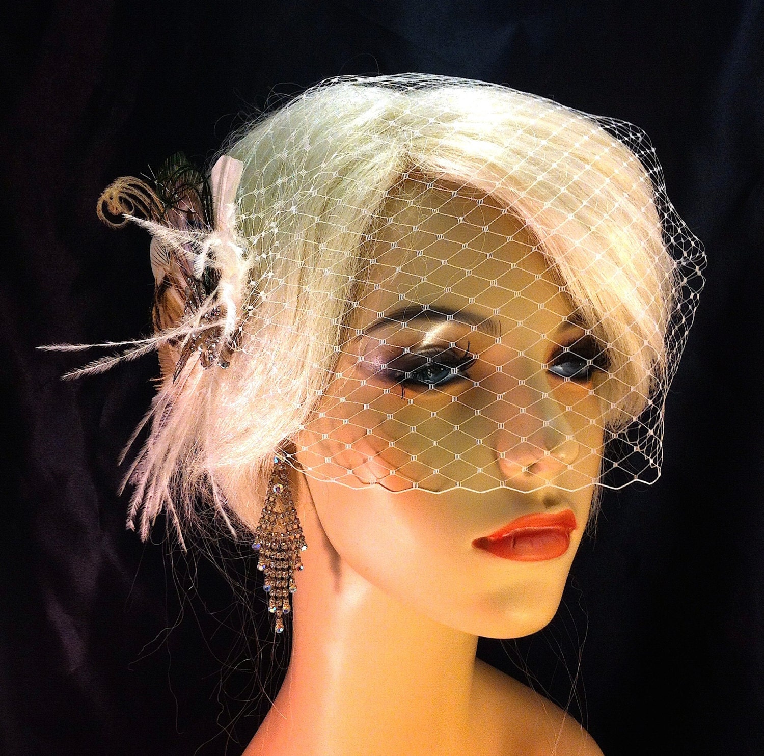 Bridal Feather Fascinator with Brooch Bridal Fascinator | Etsy