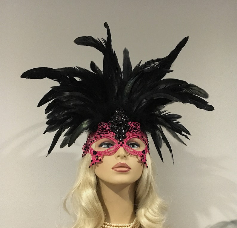 Pink Mask Masquerade Mask Black and Pink Mask Masked Ball - Etsy