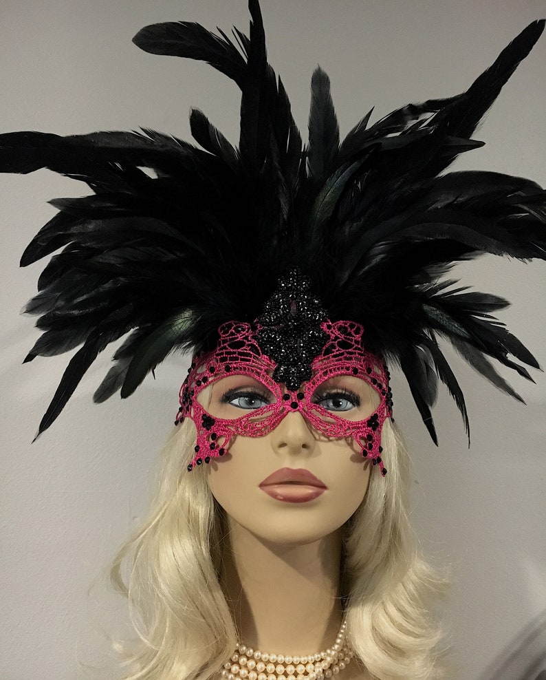 Pink Mask Masquerade Mask Black and Pink Mask Masked Ball | Etsy