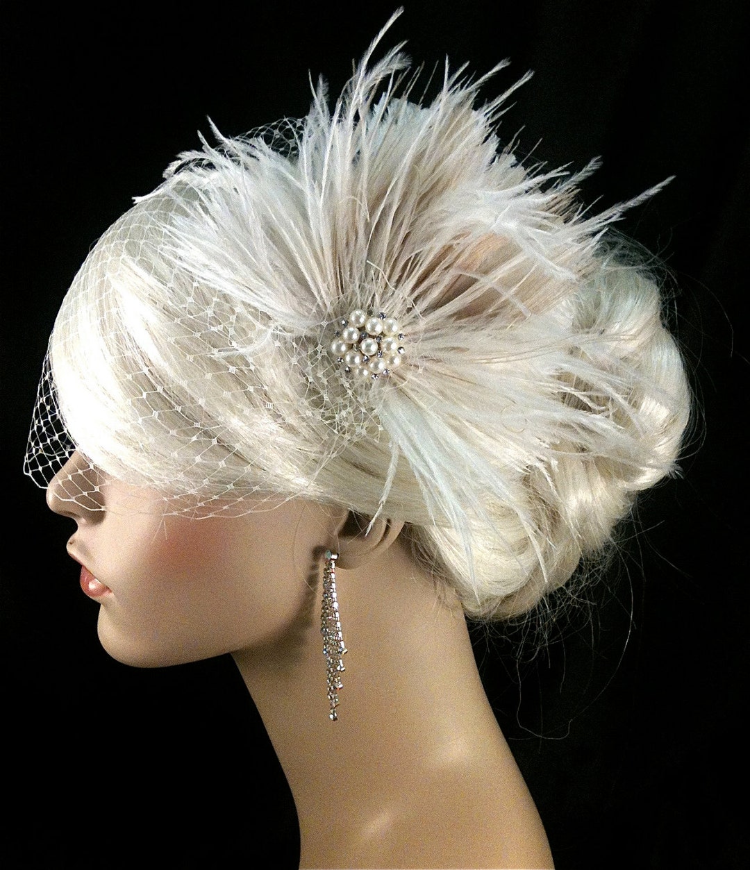 Bridal Fascinator Feather Wedding Head Piece Feather Fascinator Bridal ...