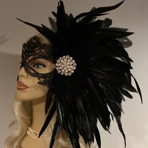 Black Lace Masquerade Mask Pearl Brooch, Masked Ball, Women's Lace Mask ...