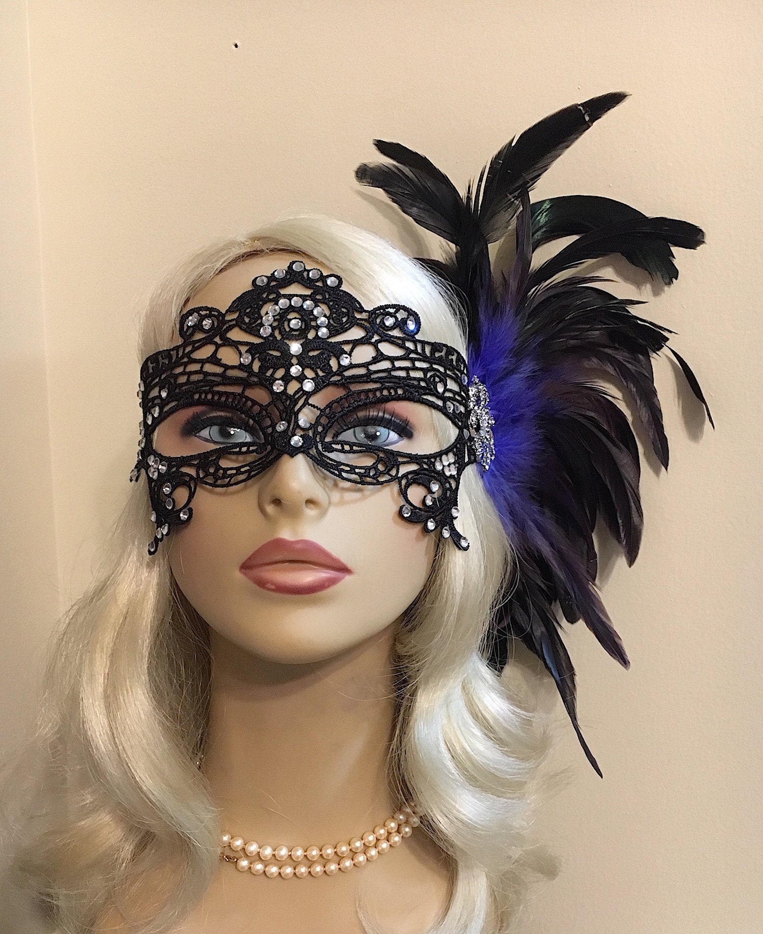 Purple Black Mask Lace Mask Masquerade Mask Mayors Masked Ball Etsy