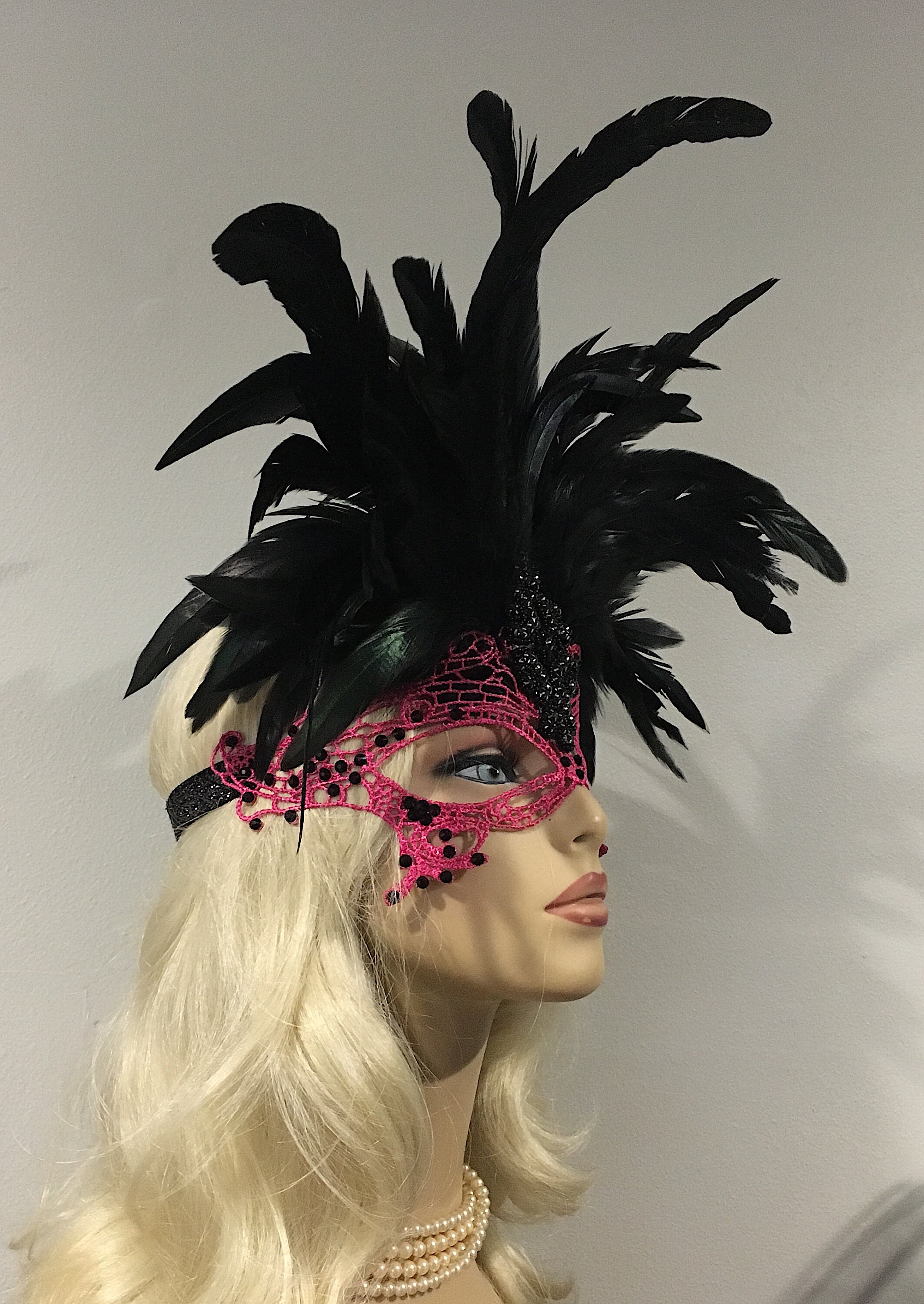 Pink Mask Masquerade Mask Black and Pink Mask Masked Ball | Etsy