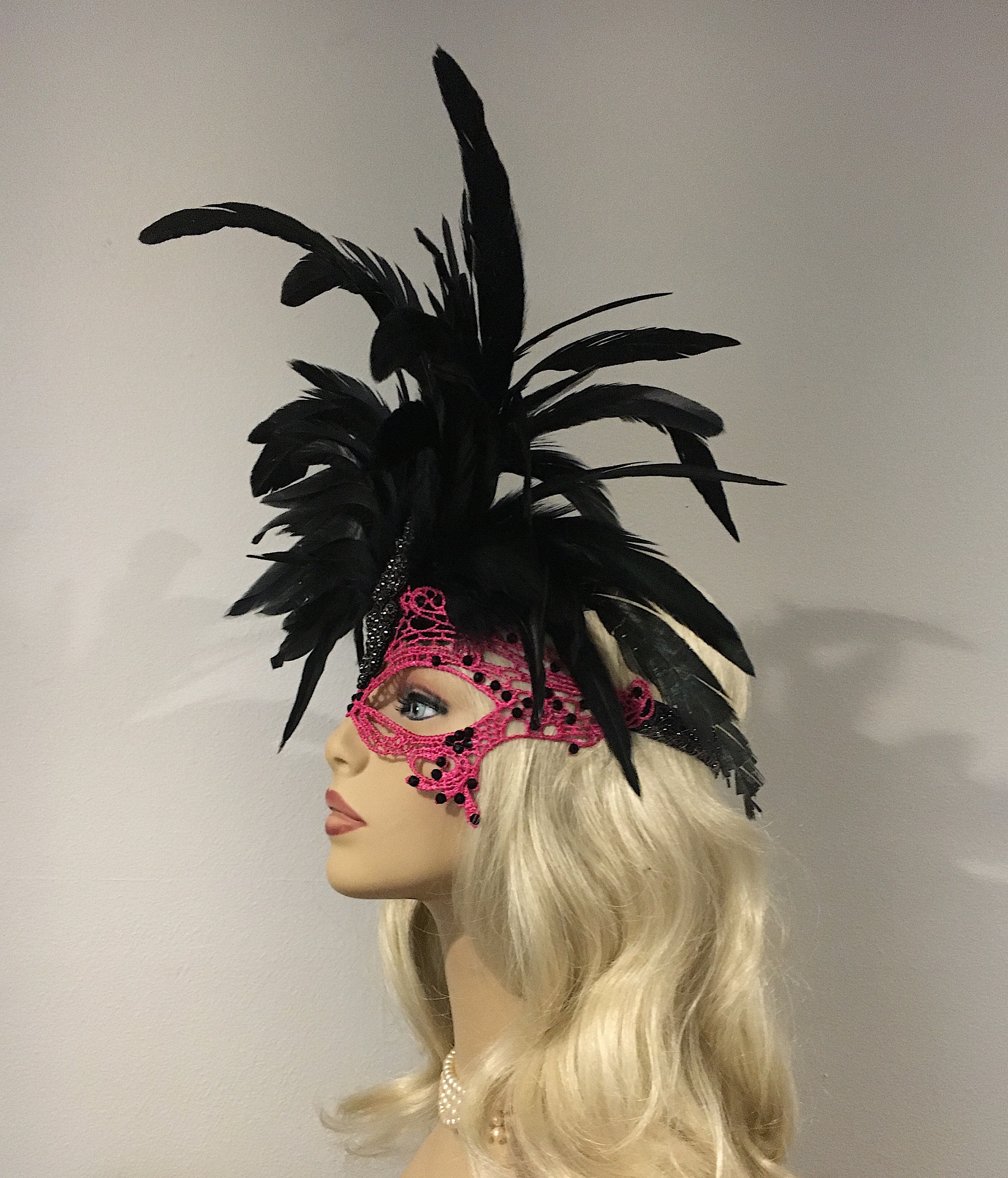 Pink Mask Masquerade Mask Black and Pink Mask Masked Ball | Etsy